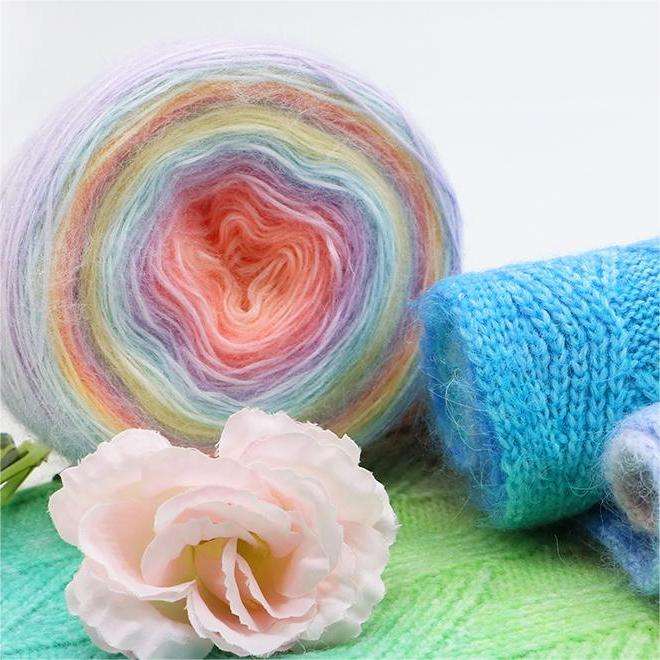 High profile release with color gradient yarn, 58% acrylic, 29% ...